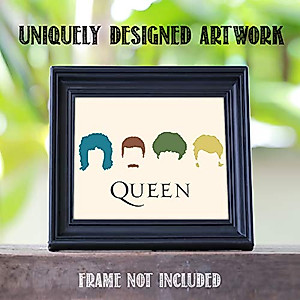 Queen Band - Silhouette Music Wall Art Decor, This Ready to Frame Vintage Music Poster Print is Perfect For Music Room, Office, Studio, And Man Cave Room Decor Aesthetic, Unframed - 8 x 10”