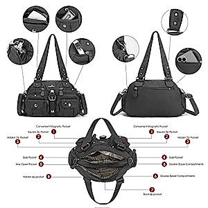 Angel Kiss Hobo Crossbody Purses for Women Shoulder Bag Multipocket Soft Hobo Purses Removable Strap Leather Handbags