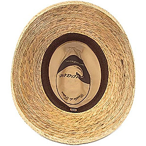 Big Wide Brim Natural Palm Leaf Straw Cuban Gaucho Fedora UPF Sun Hat Flex Fit