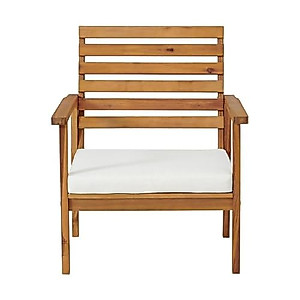 Acacia Wood 2-Person Bistro Set with Water-Resistant Seat Cushions Outdoor Furniture 25 in. W x 29 in. D x 29 in. H Weatherproof & Durable Hardwood Neutral Wood Finish & Natural Cushions