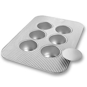 USA Pan Bakeware Mini Cheesecake Pan with Removable Bottom, 6 Well, Nonstick & Quick Release Coating, Made in the USA from Aluminized Steel