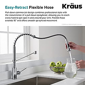 KRAUS 24-inch 18 Gauge Pax Laundry and Utility Sink Combo Set with Bolden 18-inch Kitchen Faucet and Soap Dispenser, Chrome KHU24L-1610-53CH