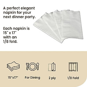 2 Ply Premium Dinner Napkin 1/8 Fold (Package of 300ct) 15" x 17"