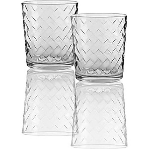 Circleware Chevron Set of 4 Whiskey Drinking Glasses Glassware for Water, Beer and Bar Liquor Dining Decor Beverage Cups Gifts, 4 Count (Pack of 1)