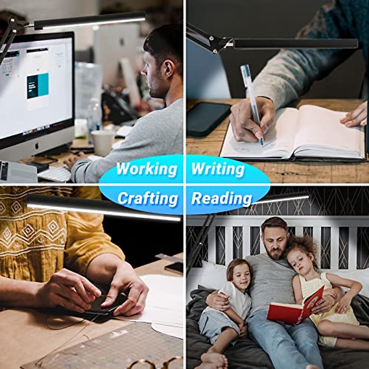 LED Desk Lamp with Clamp Swing Arm Desk lamp 360° Adjustable Eye-Caring Desk Light 3 Color Modes 10 Brightness Levels Memory Function Architect Table Desk Lamps for Home Office,Reading,12W Black