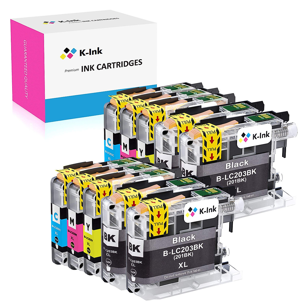 K-Ink Compatible Ink Cartridge Replacement for Brother LC203 LC 203XL 201XL LC201 to use with MFC-J480DW MFC-J880DW MFC-J4420DW MFC-J680DW MFC-J885DW (4 Black, 2 Cyan, 2 Magenta, 2 Yellow, 10 Pack)