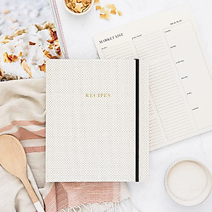 Sugar Paper Cream & Black Swiss Dot Recipe Book with Page Dividers and Guided Pages To Record and Organize Your Favorite Recipes