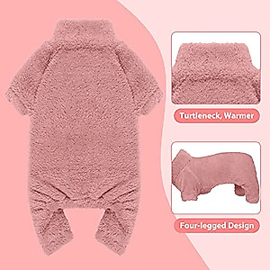 Fuzzy Dog Pajamas Turtleneck Dog Clothes Warm Soft Cozy Lightweight Dog Pjs Dog Sweaters for Small Dogs(Pink-XS)