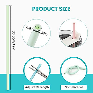 6 Pack Silicone Replacement Straws for Stanley Adventure Quencher 40oz Travel Tumblers, Reusable Straw with 2 Silicone Bumper Boot for Stanley, Compatible with Stanley 40oz Cup Accessories, BPA Free