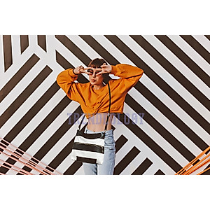 Adjustable Strap Soft Vegan Leather Front Pocket Large Hobo Handbag Crossbody Purse (Stripe - Black/White)