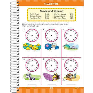 School Zone - Big First Grade Workbook - 320 Spiral Pages, Ages 6 to 7, 1st Grade, Reading, Parts of Speech, Basic Math, Word Problems, Time, Money, Fractions, and More (Big Spiral Bound Workbooks)