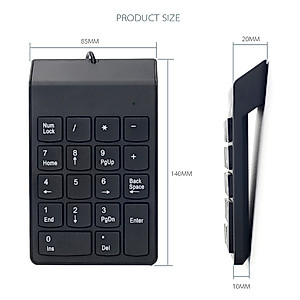 Kadaon Numeric Keypad,USB Numeric Keypad, USB 18 Key Number Numeric Keypad Keyboard for Laptop/Notebook PC Computer