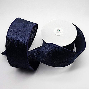 Navy Velvet Ribbon 2.5 Inch x 10 Yards for Christmas Tree Topper Home Decoration Wreath Gift Wrapping DIY Craft
