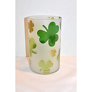 Yankee Candle New Green & Gold Shamrocks St Paddy Glass Jar Candle Holder