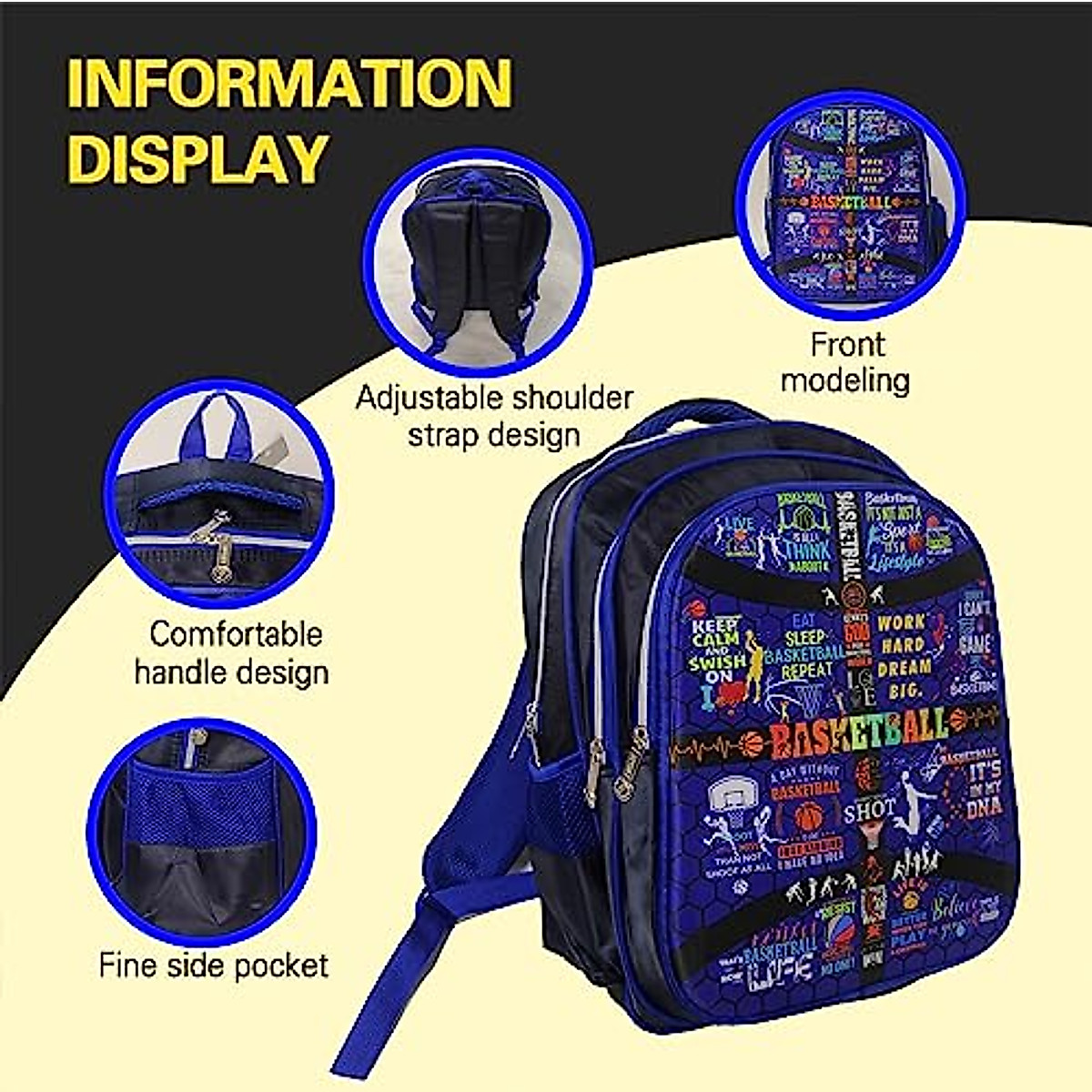JDEIFKF Basketball Backpack Laptop Backpack For Men Women, Basketball Backpacks Shoulder Bag For Travel Hiking Camping Daypack