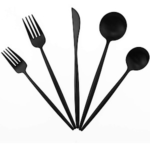 Gugrida 20-Piece 18/10 Stainless Steel Flatware Silverware, Luxury Dinnerware Set Travel Cutlery Tableware Include Knife Fork Spoon Service for 4,Healthy & Eco-Friendly Dishwasher Safe (Black Matte)