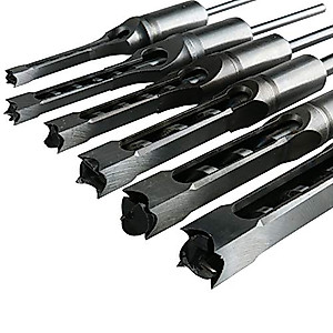 6pcs Square Hole Mortise Chisel Drill Bit Tools, 5/8" 9/16" 1/2" 3/8" 5/16" 1/4" HSS Woodworking Hole Saw Mortising Chisel Drill Bit Set, Different Sizes