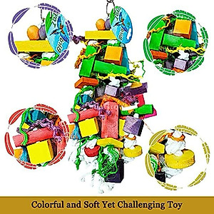 Meric Hamster and Gerbil Chewing and Activity Tool, Colorful Wooden Blocks and Ropes, for Parrots, Squirrels, Ferrets, Guinea Pigs, Chinchillas, 1 Piece per Pack