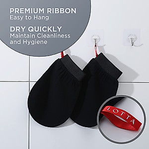 LOTTA Korean Exfoliating Mitt Exfoliating Glove for Face 2Pcs Exfoliating Gloves Bath Bathing Tanning Mitts Self Tanner Shower Body Scrub Large Size Suitable for Men and Women Black