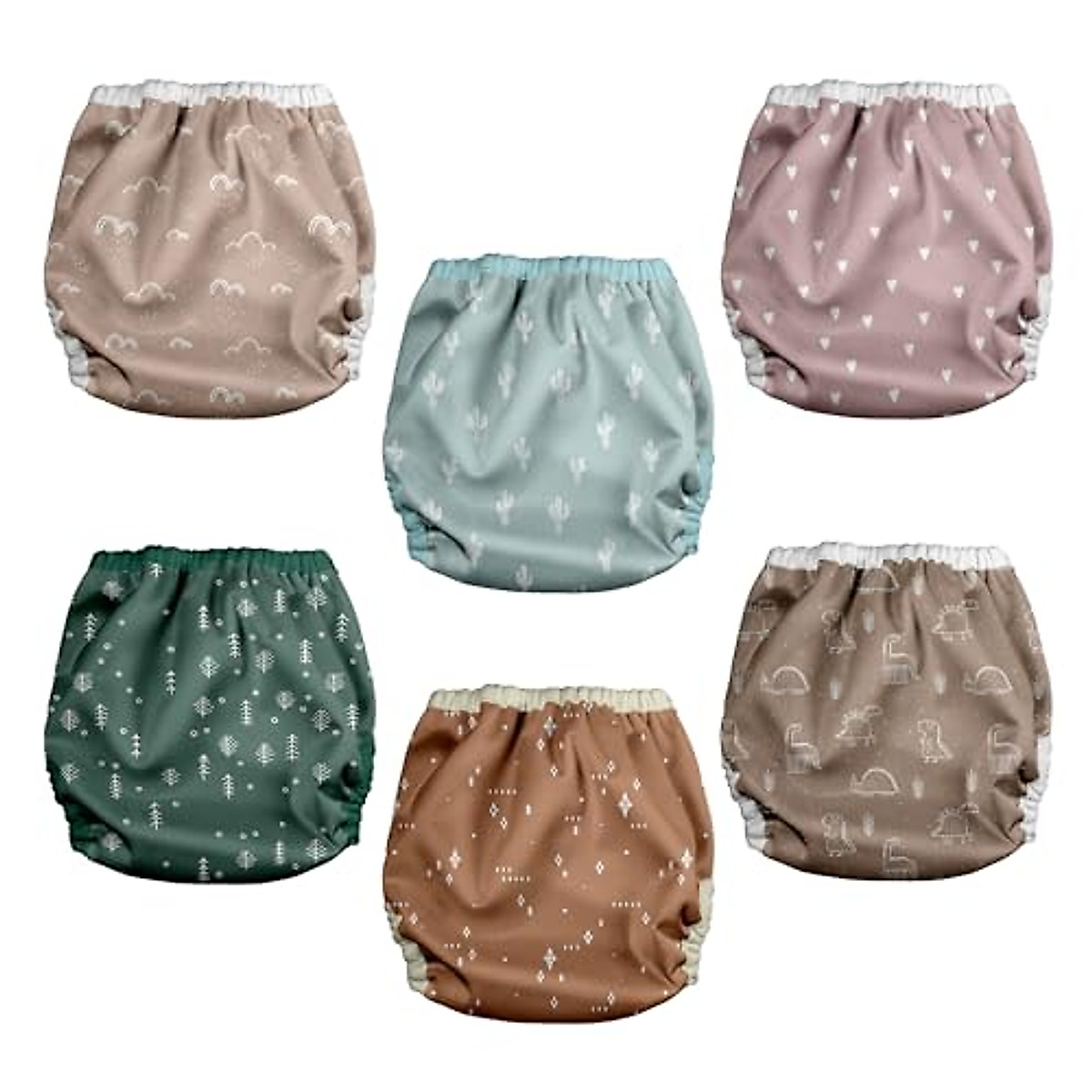 Mama Koala Reusable Adjustable Cloth Diaper Covers with Double Gusset for Girls and Boys, Snap Closure, Size S (Simply Neautrals)