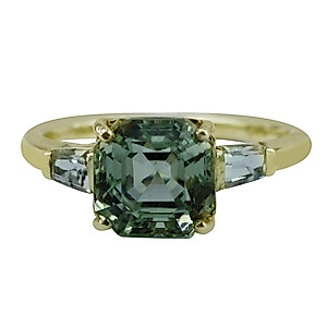 Carillon Green Amethyst February Birthstone Ring 8MM Natural Gemstone 925 Sterling Silver Ring Wedding Ring (Yellow Gold Plated) for Women (6)