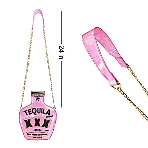 USTYLE Sparkling Bag for Women, Shoulder Purse Sequin Leather Bottle Shaped Crossbody Bag Clutch Purse Phone Wallet Shoulder Bags (holo-pink)