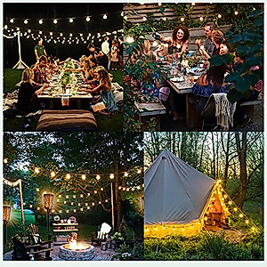 VENUSOP Outdoor String Lights - 48FT Solar String Lights with 15 Bulbs, Commercial Hanging LED Patio Lights with 4 Lighting Modes, S14 Waterproof Solar Outdoor for Backyard Decor, Deck, Garden, Party