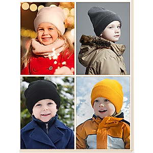 SATINIOR 4 Pieces Kids Satin Lined Beanies Winter Toddler Knit Ski Baby Beanie Hat Warm Skull Caps for 3 to 15 Child Baby Boys Girls