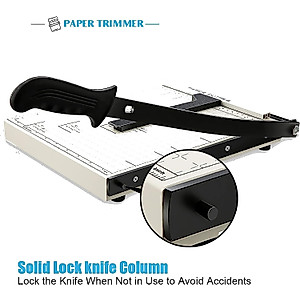 Paper Cutter for Cardstock Heavy Duty 12 inch, 12" Cut Length Guillotine Paper Trimmer for Cardstock Metal Base, 12 Sheets Capacity, for Home Office Classroom School, raw White