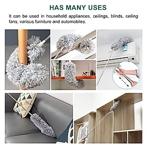 NileHome Microfiber Duster with Extension Pole, (30-100 inch) Dusters for Cleaning with Washable and Bendable Head Ceiling Fan Duster for High Ceilings, Furniture,Cobweb