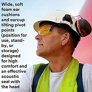 3M PELTOR Ear Muffs, Noise Protection, Hard Hat Attachment, NRR 25 dB, Construction, Manufacturing, Maintenance, Automotive, Woodworking, Heavy Engineering, Mining, X3P3E,Black/Red