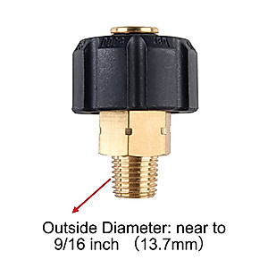 Tool Daily Pressure Washer Adapter, Female Metric M22 to 1/4 Inch Male NPT Fitting, 5000 PSI