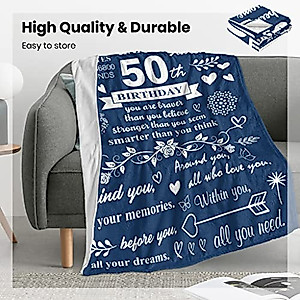 CUJUYO 50th Birthday Gifts for Women Men Blanket 60"x50",Happy 50th Birthday Decorations Men Throw Blanket,1973 Birthday Gifts for Men Blankets Throws,50 Year Old Gifts for Men,Cheers to 50 Years Gift