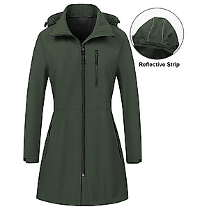 CREATMO US Ladies Soft Shell Jacket Outdoor Mountain Long Fleece Insulated Athletic Jacket Raincoat Green S