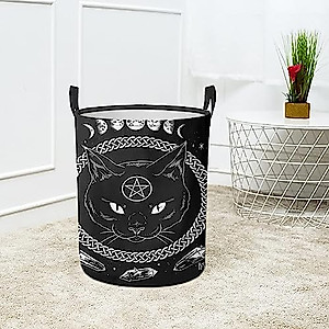 Laundry Basket Witch Wiccan Gothic Moon Phase Witchcraft Cat Laundry Hamper Foldable Storage Basket for Bathroom Room Home Decor