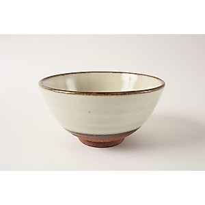 Mino ware Japanese Pottery Rice Bowl Matte White with Brown Edge made in Japan (Japan Import) KSC009