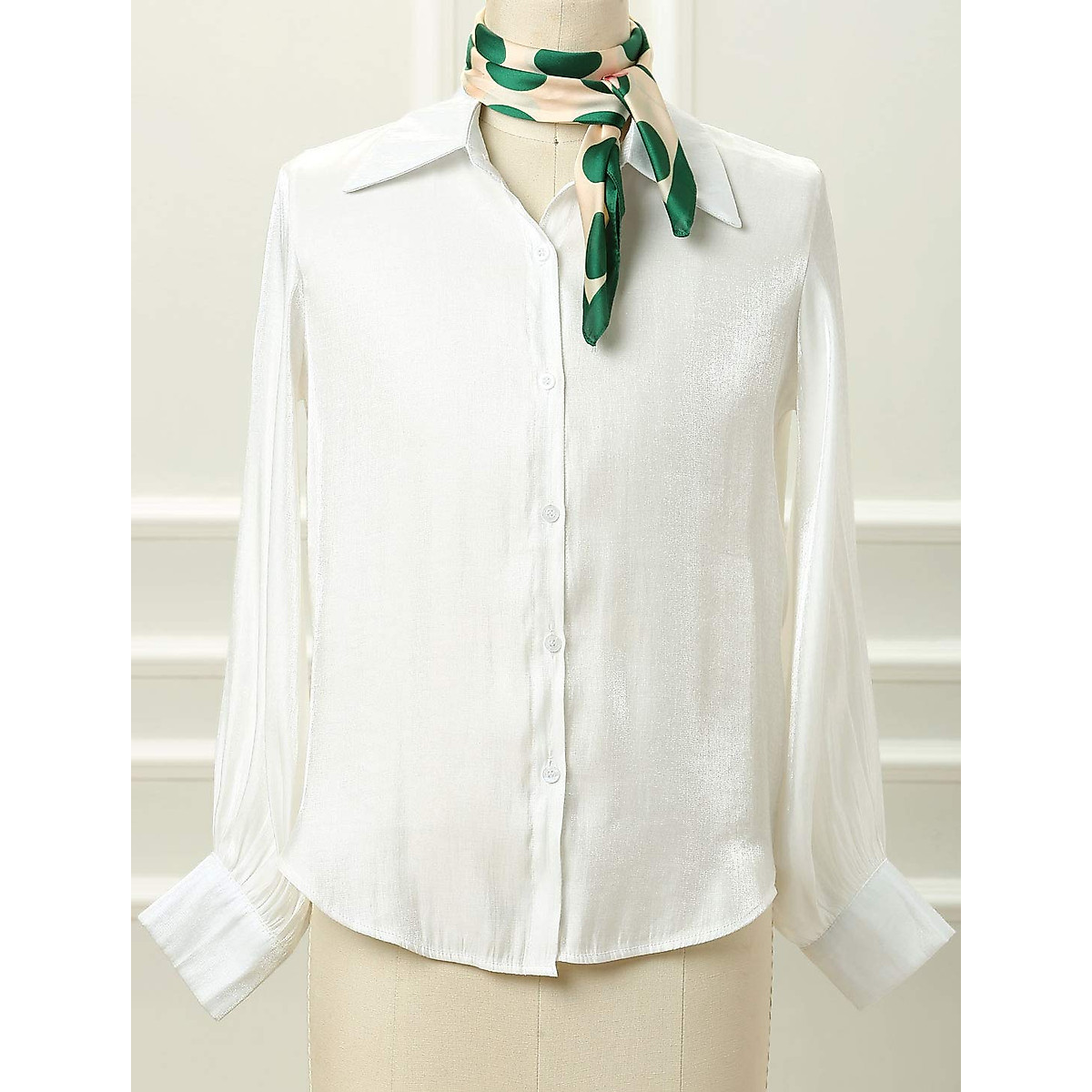 Allegra K 70cm Polka Dots Square Scarf Neck Scarves Kerchief Neckerchief Headband for Women 70 * 70cm/ 27.56 * 27.56 inches(L*W) Green