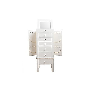 Hives and Honey Kimberly Jewelry Armoire - Modern White Storage Organizer with Divided Drawers and Necklace Hooks - French-Inspired Design with Jewel-Like Pulls - Anti-Tarnish Felt Lining