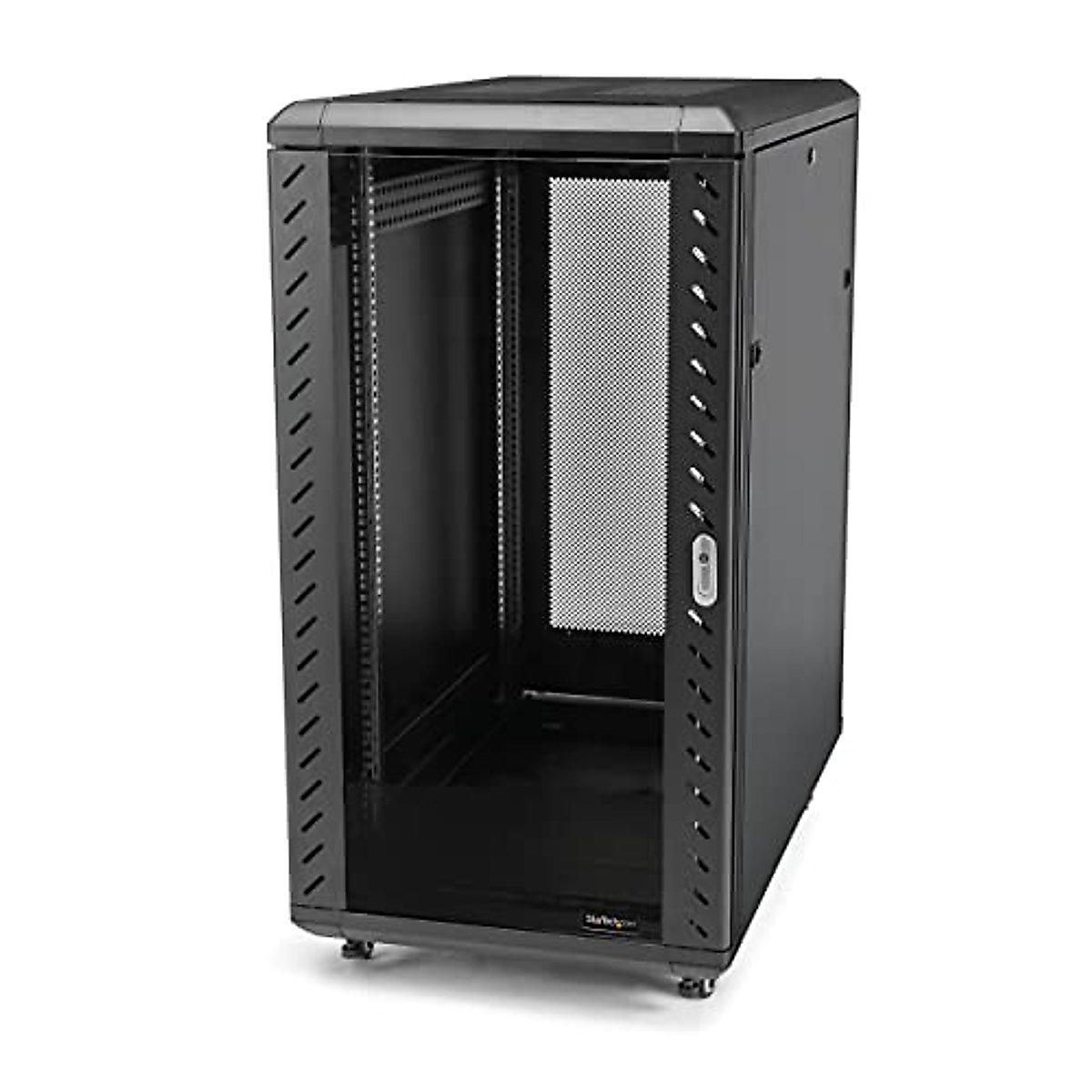 StarTech.com 22U Server Rack Cabinet with secure locking door - 4 Post Adjustable Depth (5.5" to 28.7") - 1768 lb capacity - 19 inch Portable Network Equipment Enclosure on wheels/casters (RK2236BKF)