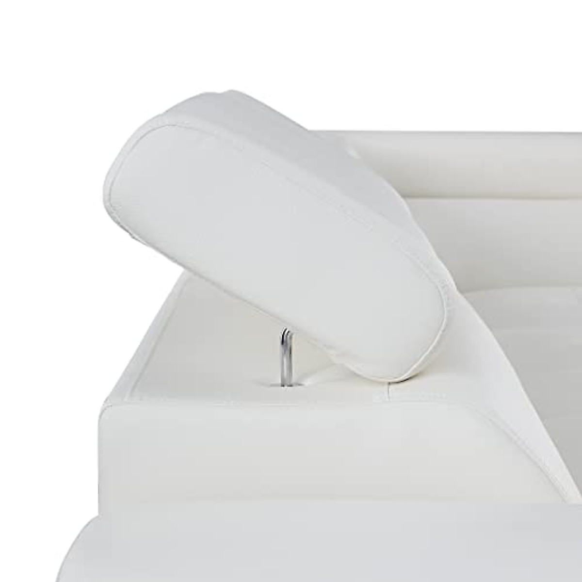 Blackjack Furniture Union Modern Faux Leather Sofa with Adjustable Headrests, Chaise, Elegant Tufted Seat, High-Density Foam and Stainless Steel Legs, Right Facing Sectional, White