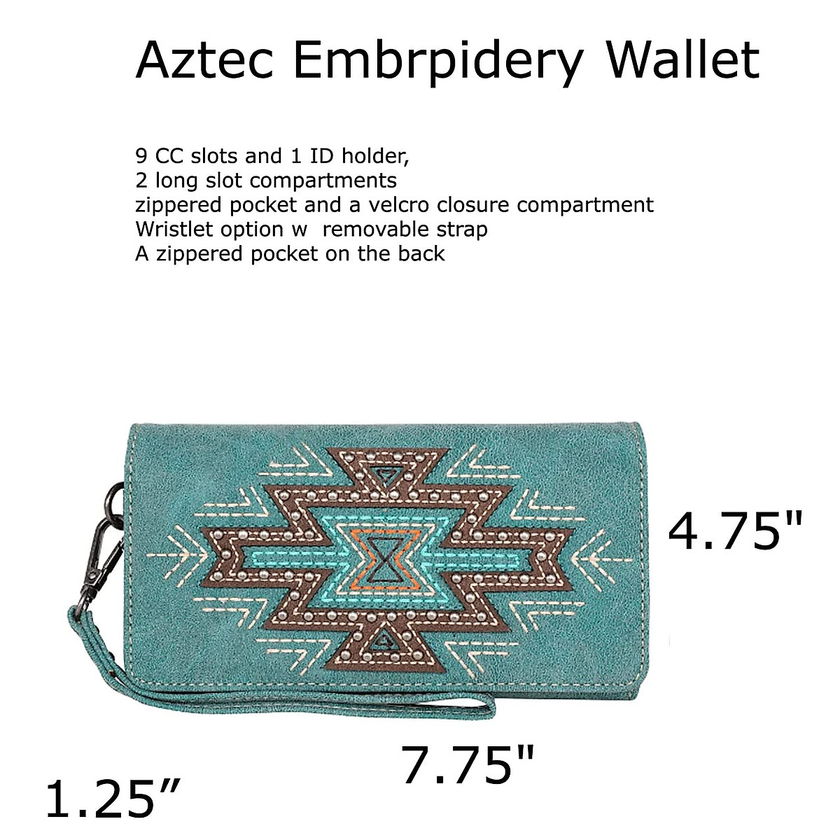 Montana West Womens Wallet Clutch Wallets Credit Card Coin Bill Try Fold Accordion (Purple Rhinestone Concho)