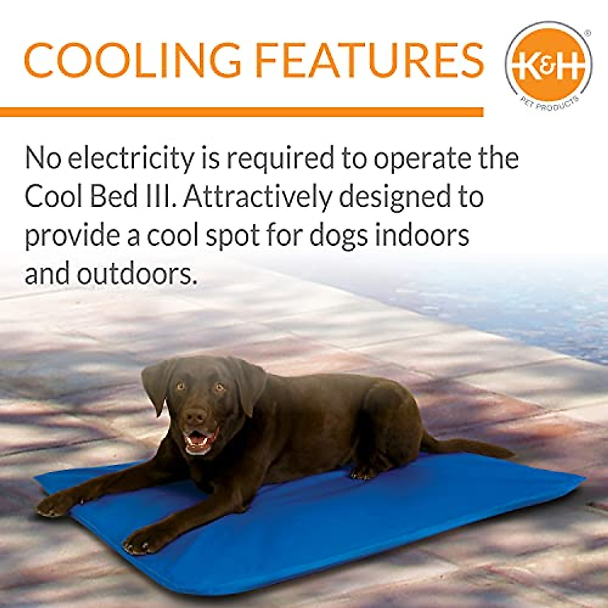 K&H Pet Products Cool Bed III Dog Cooling Mat, Cooling Dog Beds for Large Dogs, Dog Cooling Mat for Dog Carrier, Outdoor Dog Bed Cooling Pad for Dog, Pet Cooling Mat - Blue Large 32 X 44 Inches