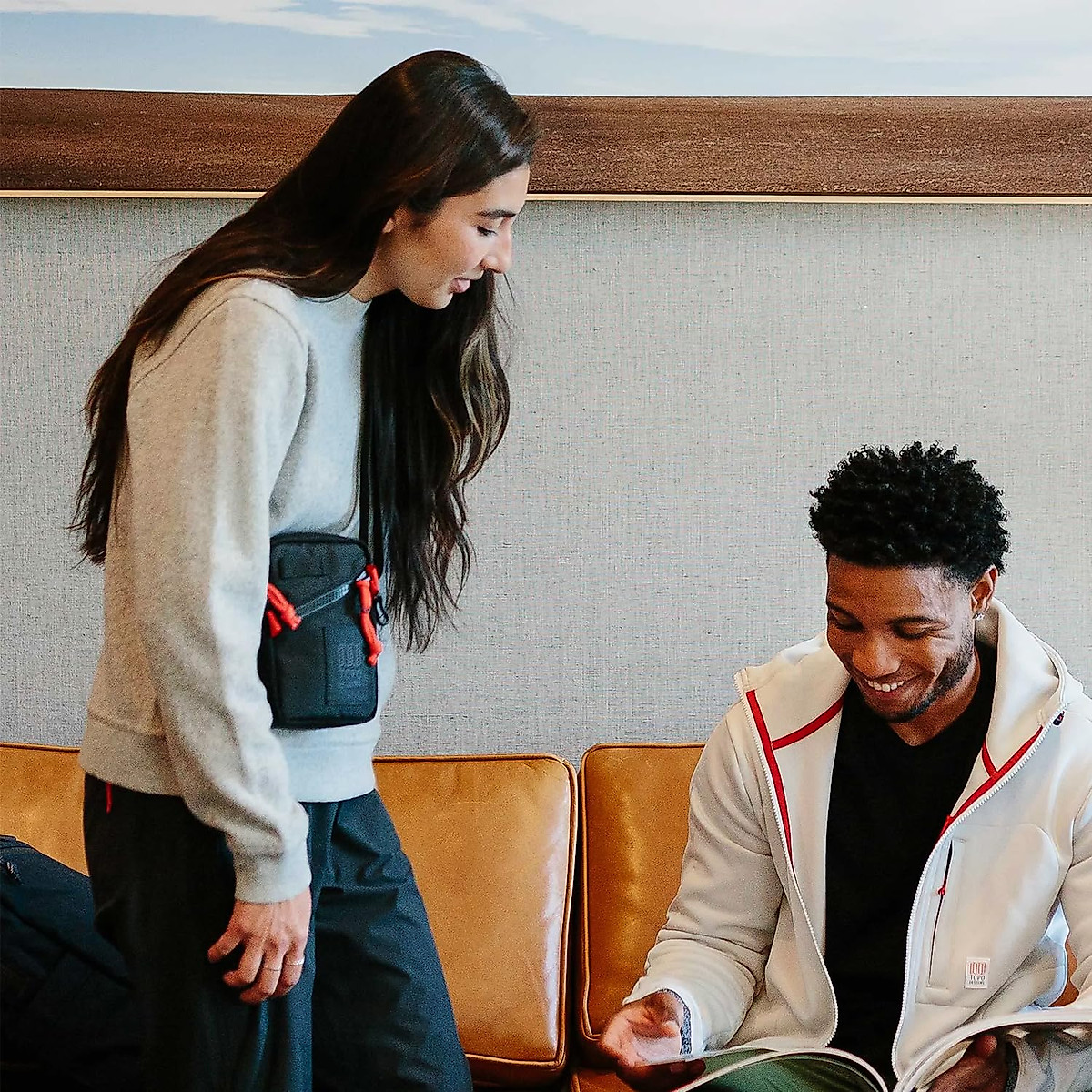 Topo Designs Mini Shoulder Bag - Bone White/Coral