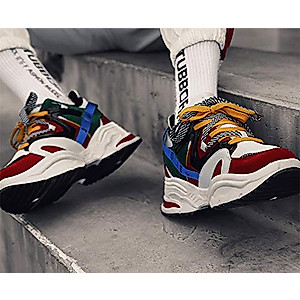 Men's Retro Color Blocked Fashion Sneakers Sport Running Shoes Walking Casual Athletic Shoes(1,10)