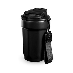 Puraville 12oz Stainless Steel Tumbler, Double Wall Vacuum Insulated Coffee Tumbler Travel Coffee Mug with Leak Proof Lid, Reusable Thermal Cup for Hot and Cold Drinks,Black