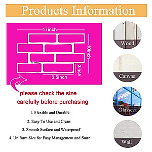 4Pcs Brick Stencils for Painting Walls 17 x10Inch, Reusable Brick Stencil for Concrete Floor Large Brick Patterns Wall Stencil for Home Decor (Brick)