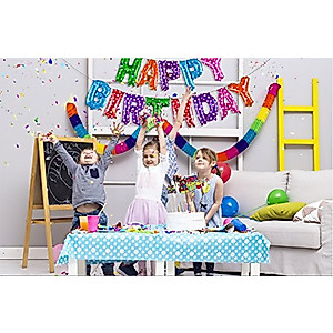 Treasures Gifted Rainbow Happy Birthday Balloons Letters - Happy Birthday Balloon Banner - Metallic Happy Birthday Foil Balloons - Happy Birthday Mylar Balloons, Foil Letter Balloons, 16 Inch