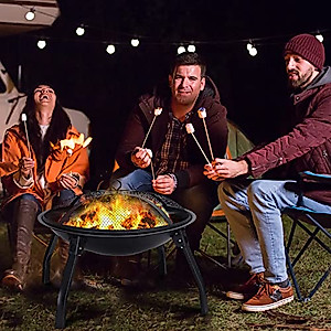 Cogesu Fire Pit, Fire Pits for Outside, 22 inch Portable Folding Wood Burning Firepit with Carry Bag Spark Screen & Poker Stick, 2 Pack Grate for Camping Picnic Backyard Garden