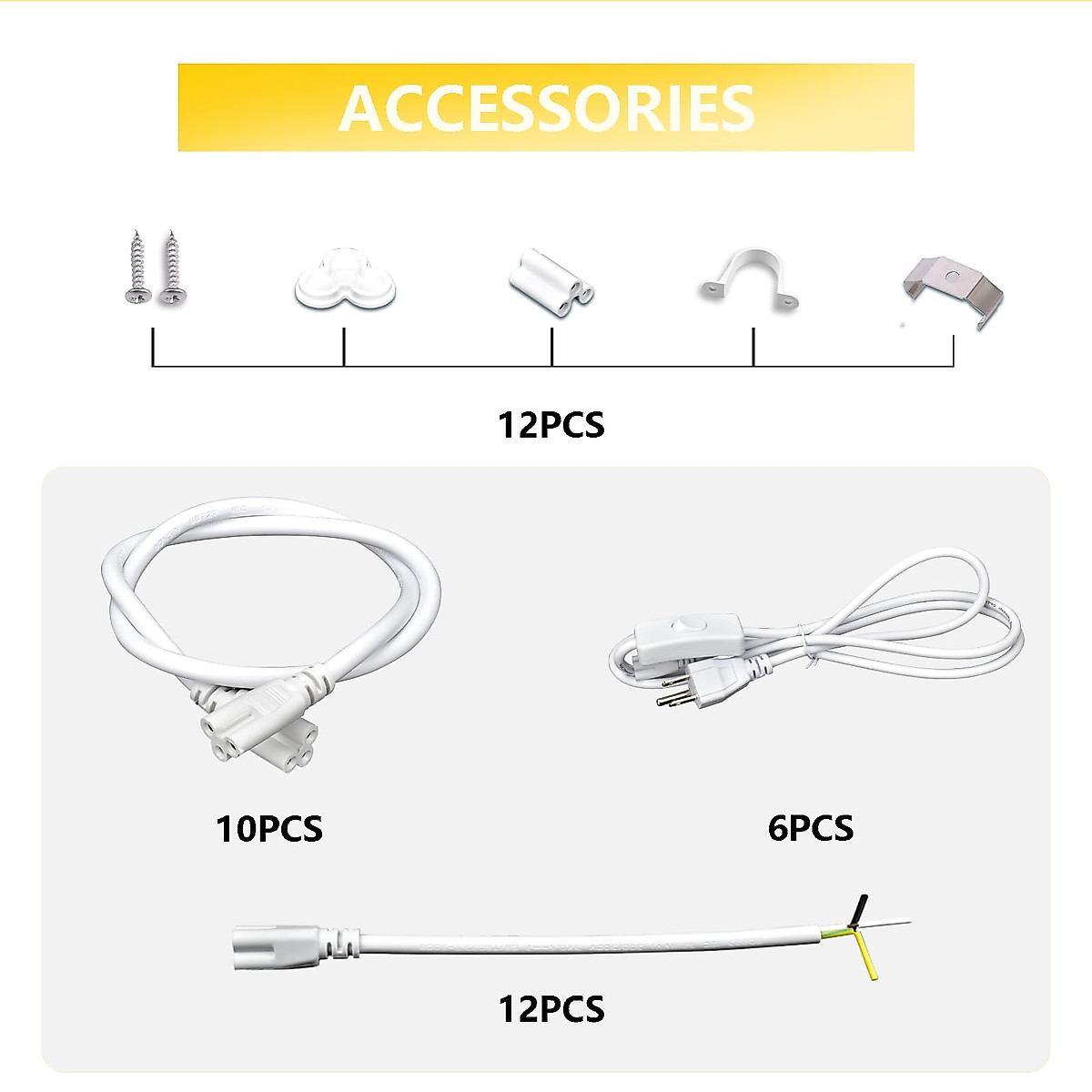 Giwsge 4FT LED Shop Light for Workshop Garage 12-Pack 50W 5000K Daylight White Super Bright 7500LM, Linkable, Link Max 6 Lights, Plug in Play Long Life