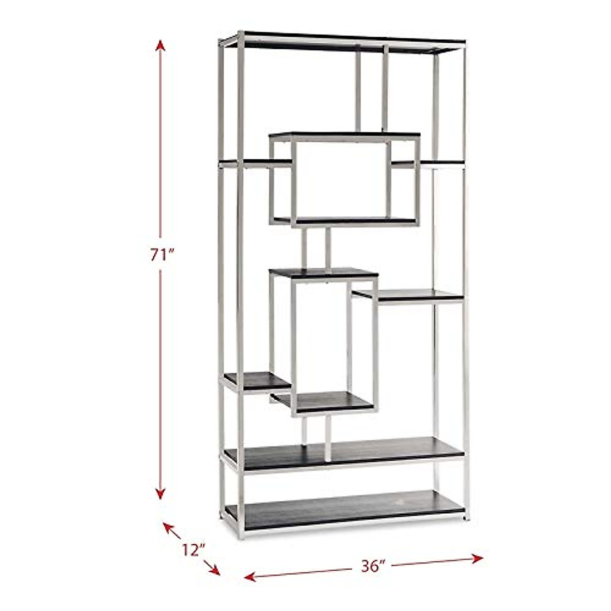 BOWERY HILL 71" Tall Bookshelf, 7-Tier Classic Bookcase, 9-Shelf Open Storage Shelves Organizer in Chrome for Home Office